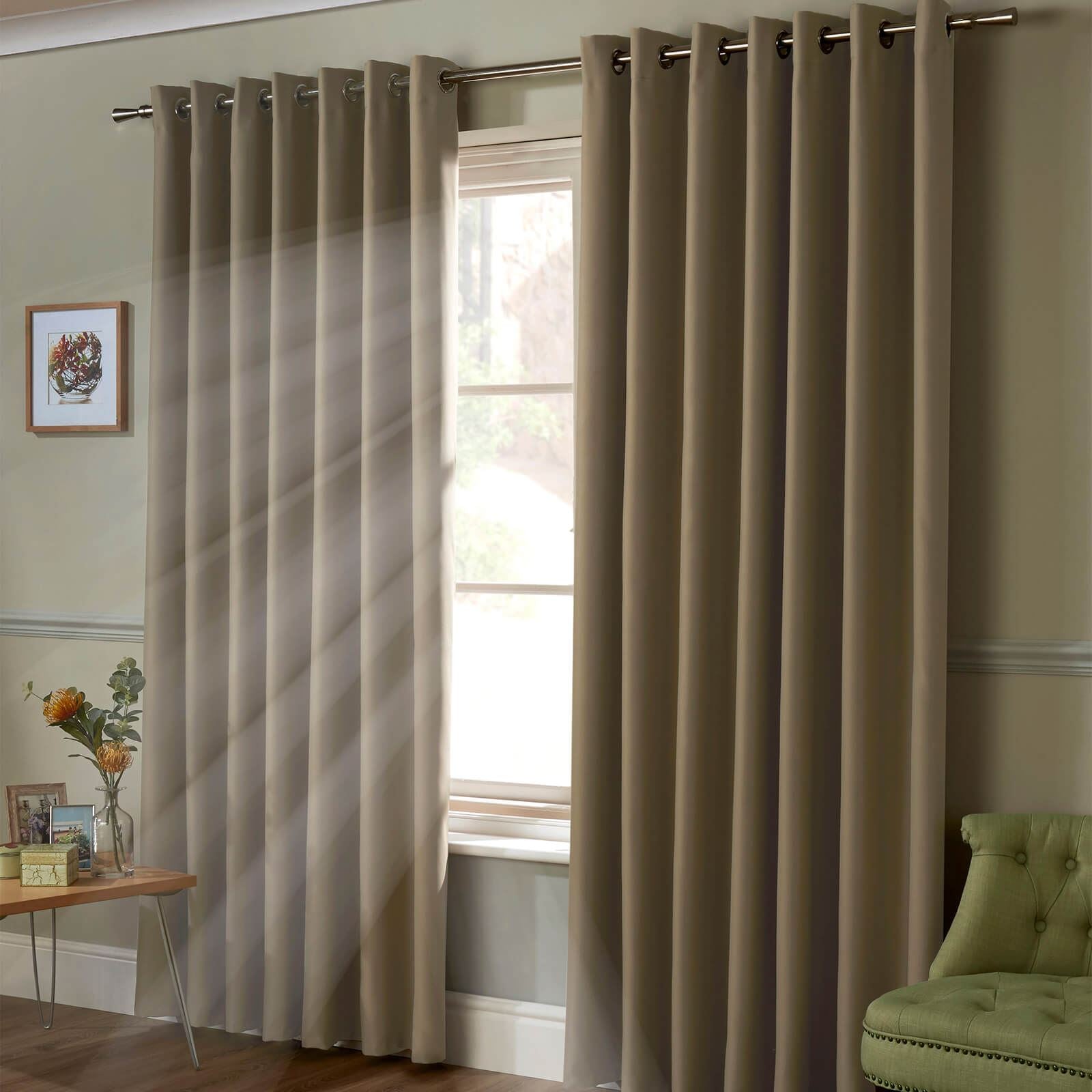 Blackout Beige Eyelet Curtains – Home Linen Store