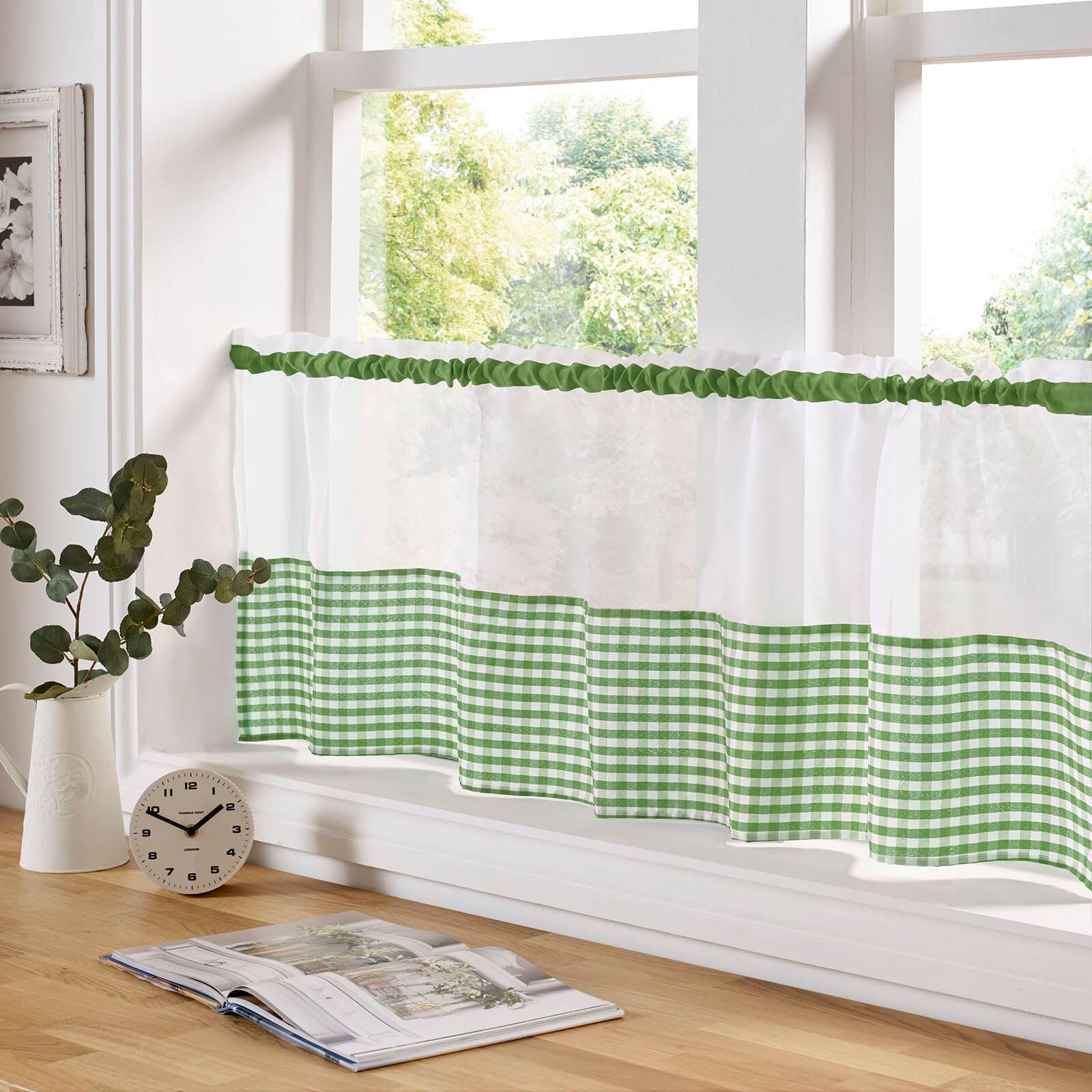 Gingham Green KiTChen Cafe Panels – Home Linen Store