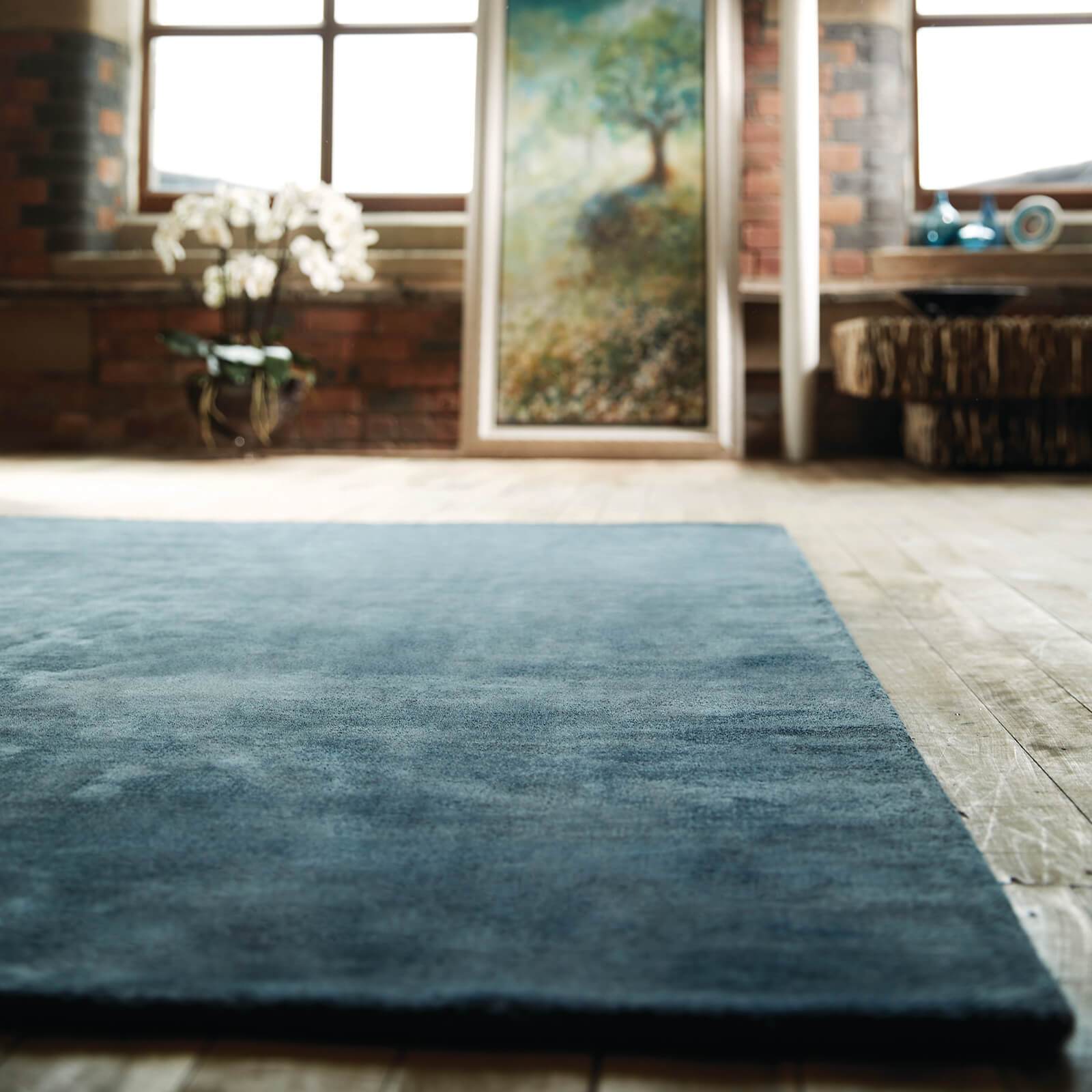 Karma Blue Plain Rugs – Home Linen Store