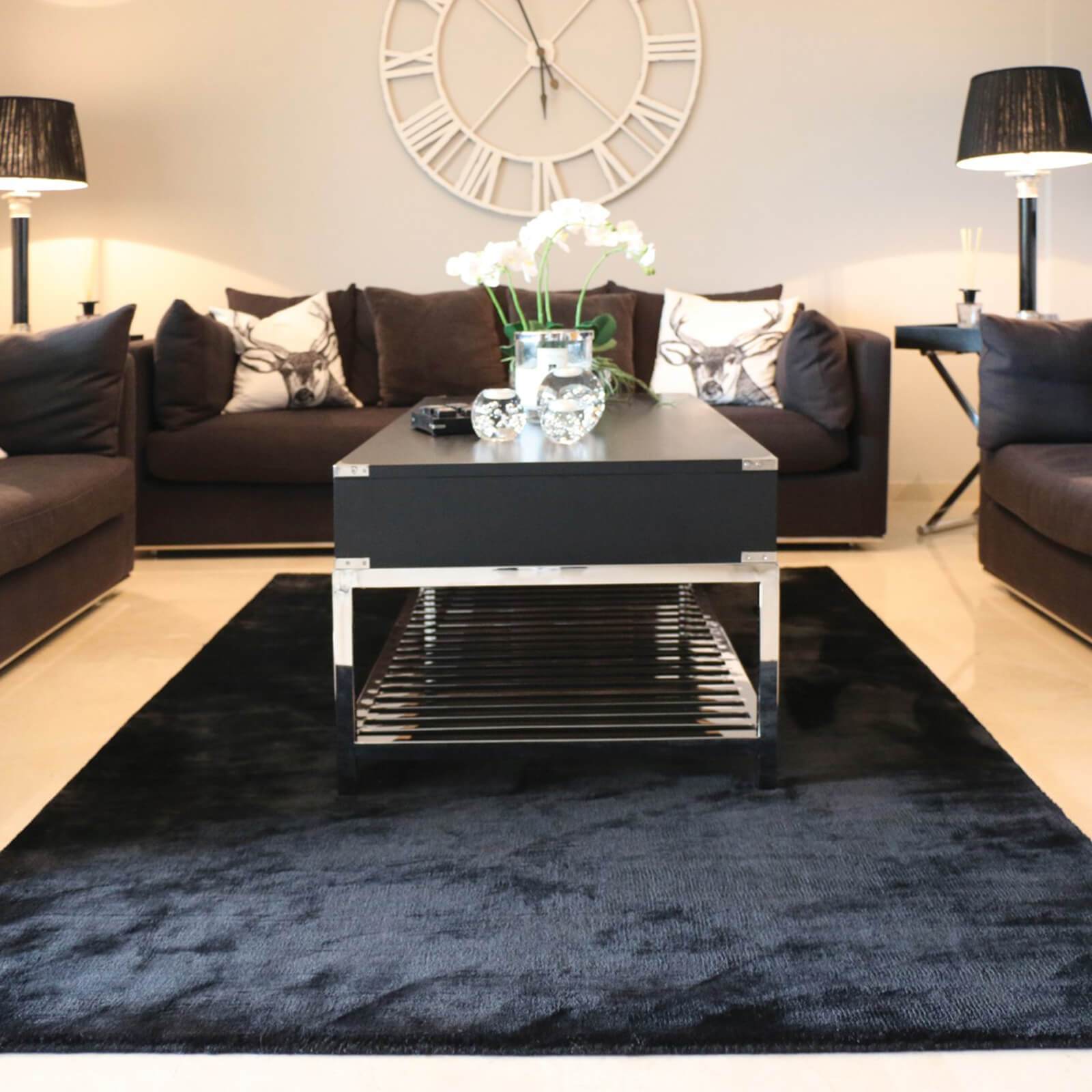 Karma Black and Charcoal Plain Rugs – Home Linen Store